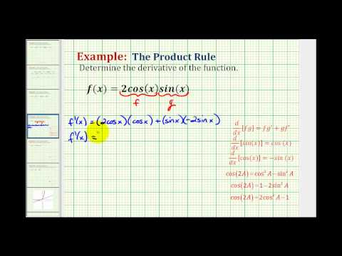 Ex 1: Determine a Derivative Using the Product Rule Involving a Trig Function | Math Help from ...