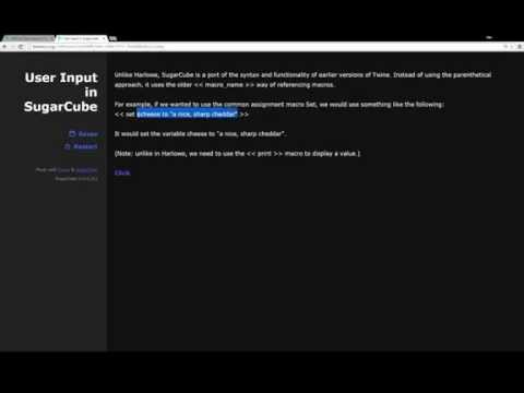#TwineTuesday: Twine 2.0: User Input in SugarCube – Digital Ephemera