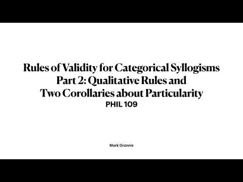Lecture 7.3, Part 2: Qualitative Rules of Validity and Two Corollaries on Particularity – Logic ...