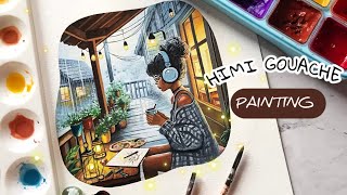 Cozy Rainy Day with Himi Jelly Gouache / Paint with me ????️????