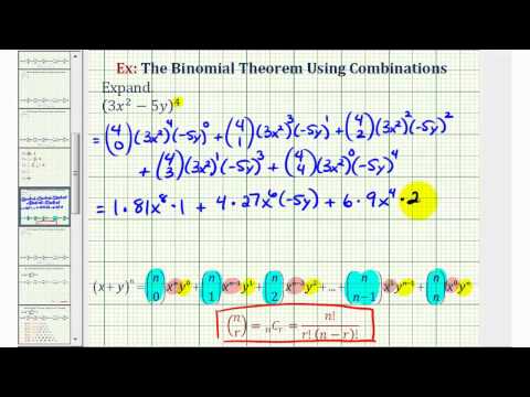 Ex 3: The Binomial Theorem Using Combinations | Math Help from Arithmetic through Calculus and ...