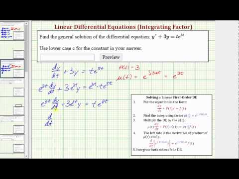 Ex 6: Solve a Linear First Order DE Using an Integrating Factor (Integration by Parts) | Math ...
