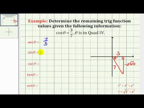Example: Determine Trig Function Values from Given Information | Math Help from Arithmetic ...