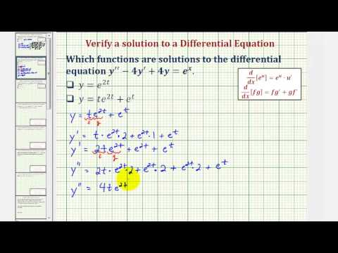 Ex: Determine Which Functions Are Solutions to a Differential Equation | Math Help from ...