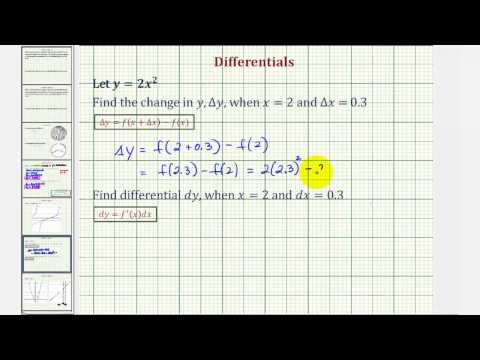 Ex: Differentials: Compare delta y and dy | Math Help from Arithmetic through Calculus and beyond