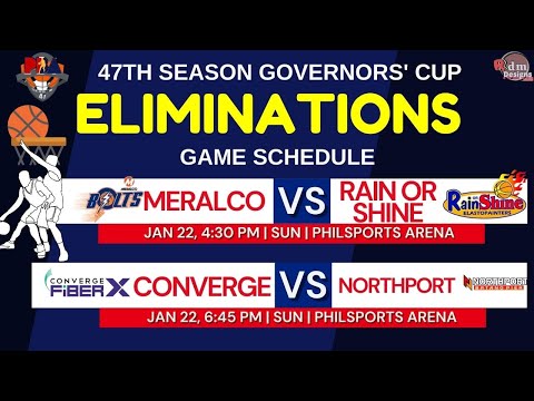 Pba Game Schedule for Jan 22, 2023 | Meralco vs Rain or Shine | Converge vs Northport | Pba 47th ...