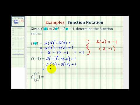 Ex 1: Determine Function Values Given a Quadratic Function | Math Help from Arithmetic through ...