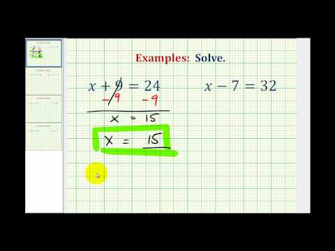 Ex: Solve One Step Equations By Adding and Subtracting (Variable on ...