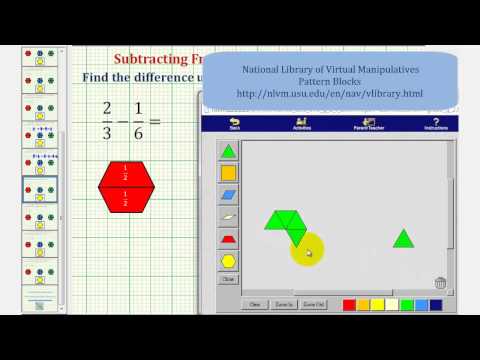 Ex 3: Find the Difference of Two Fractions Using Pattern Blocks (Simplifying) | Math Help from ...