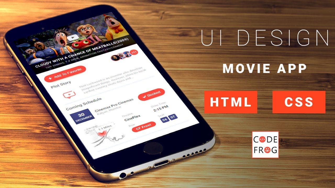 Mobile App UI Design Tutorial - Movie App | HTML CSS Speed Coding with Source Code