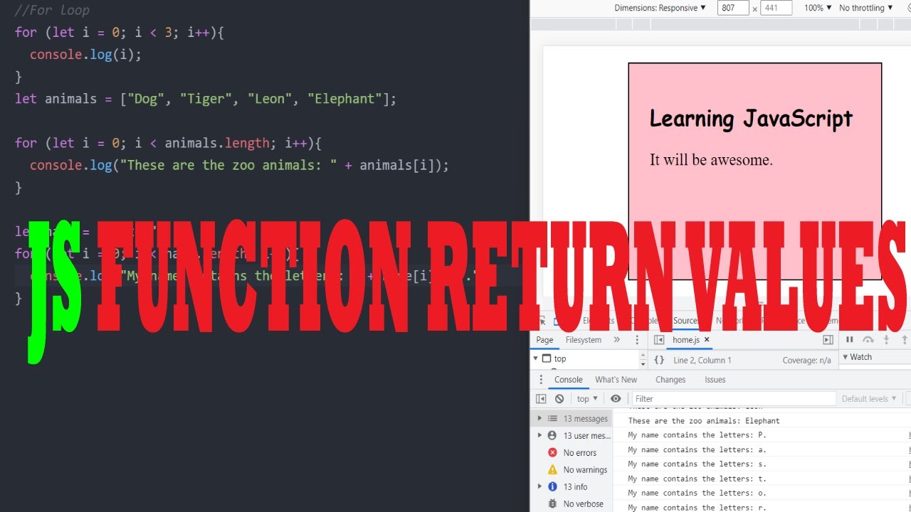 JAVASCRIPT TUTORIALS - FUNCTION RETURN VALUES #24
