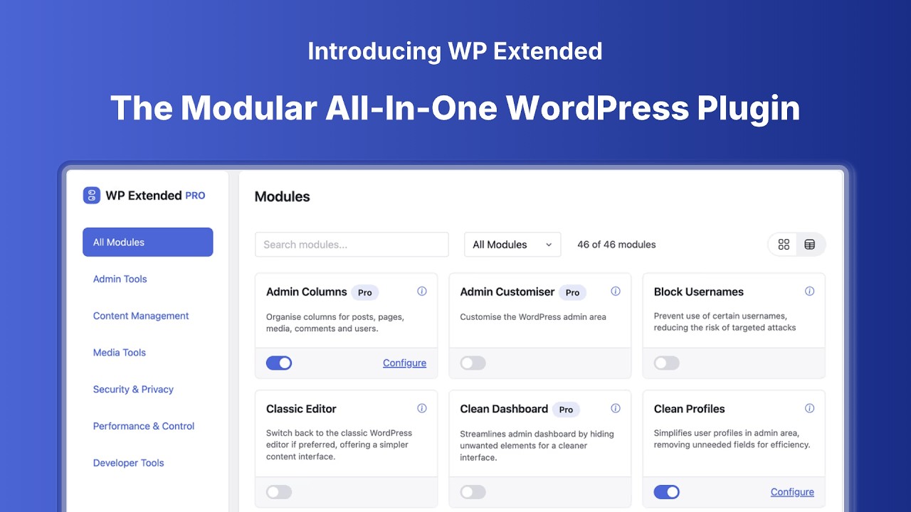 Replace Plugin Bloat with WP Extended