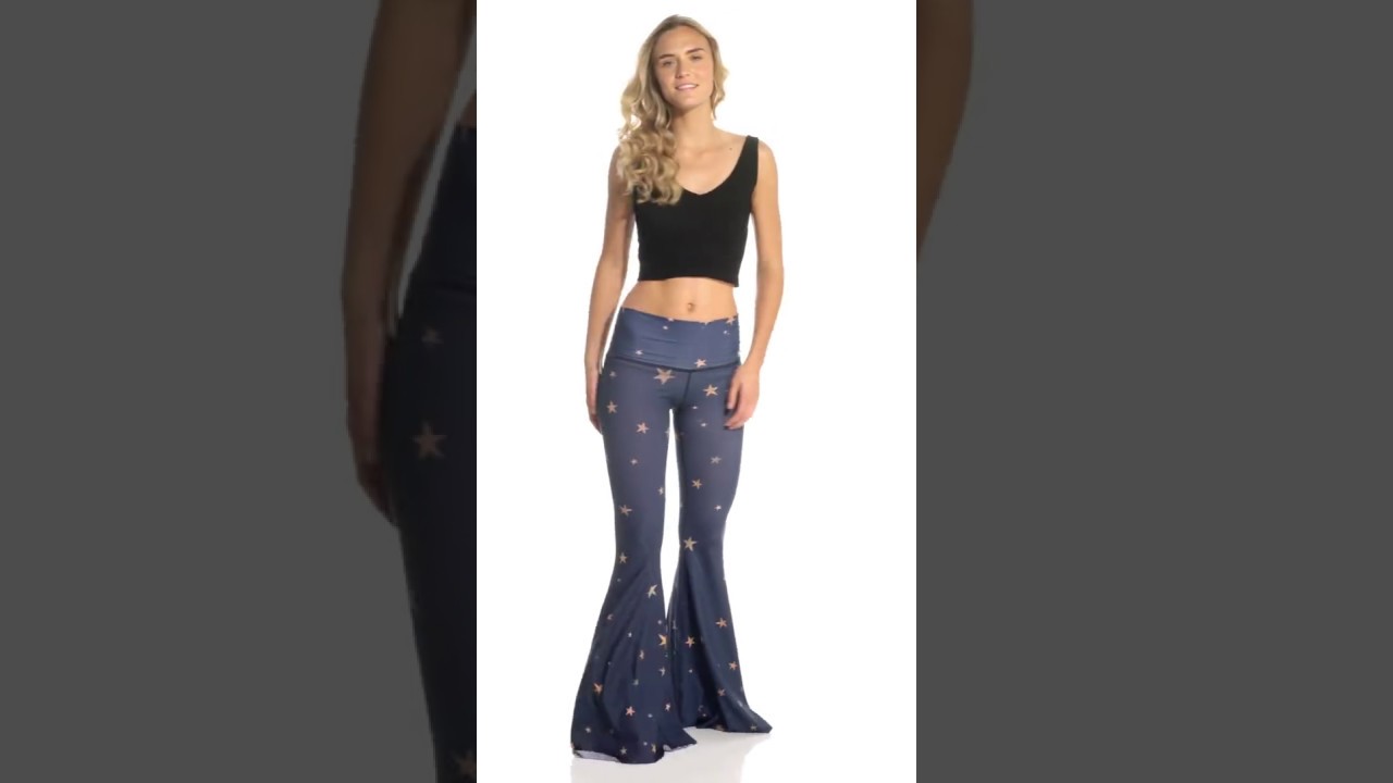 Teeki Blue Great Star Nation Bell Bottom Yoga Pants | SwimOutlet.com