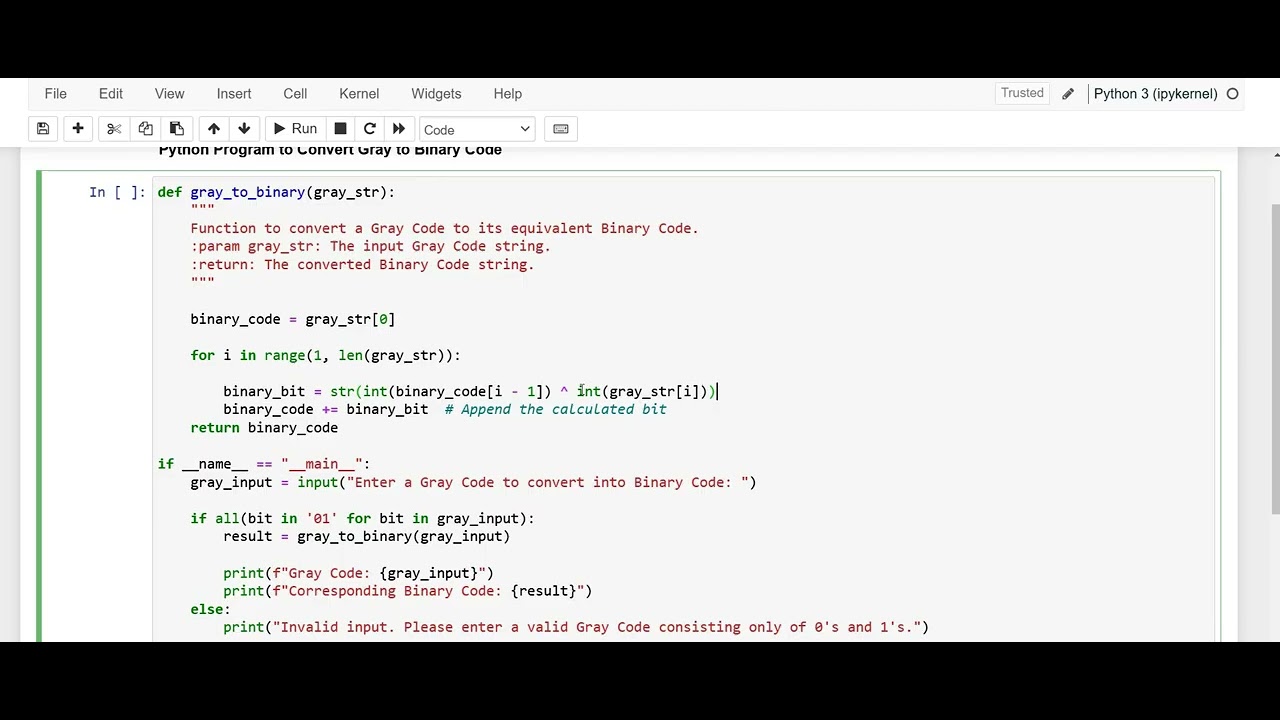 Day 39: Python Program to Convert  Gray to binary Code