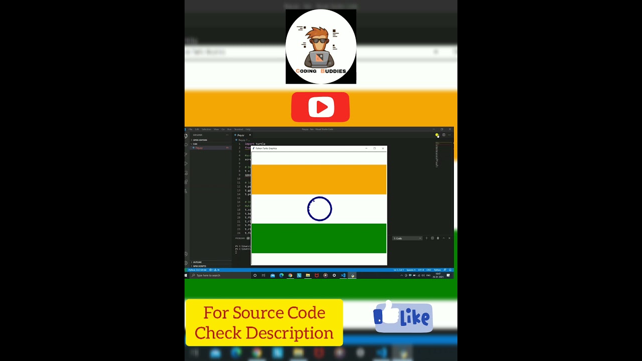 Make National Flag Using Python Turtle Module | Python Project With Turtle Module | #CodingBuddies |
