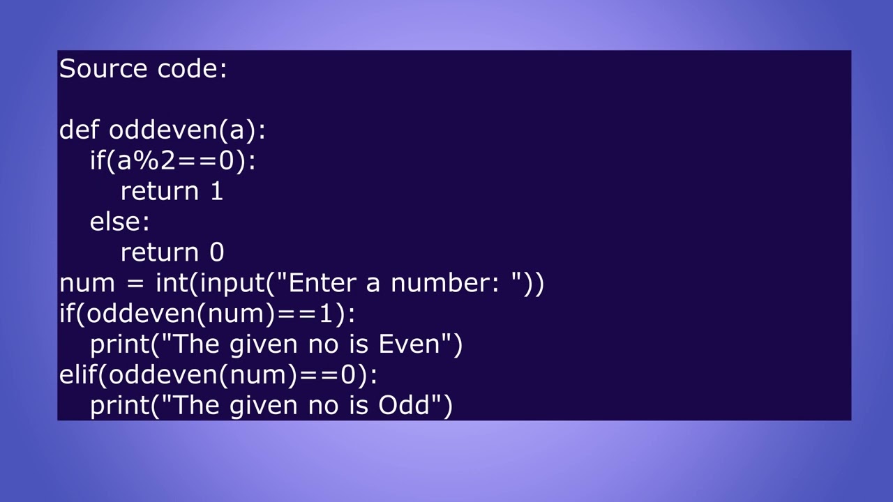 Write a Python program using functions to check whether a number is even or odd | computer practical