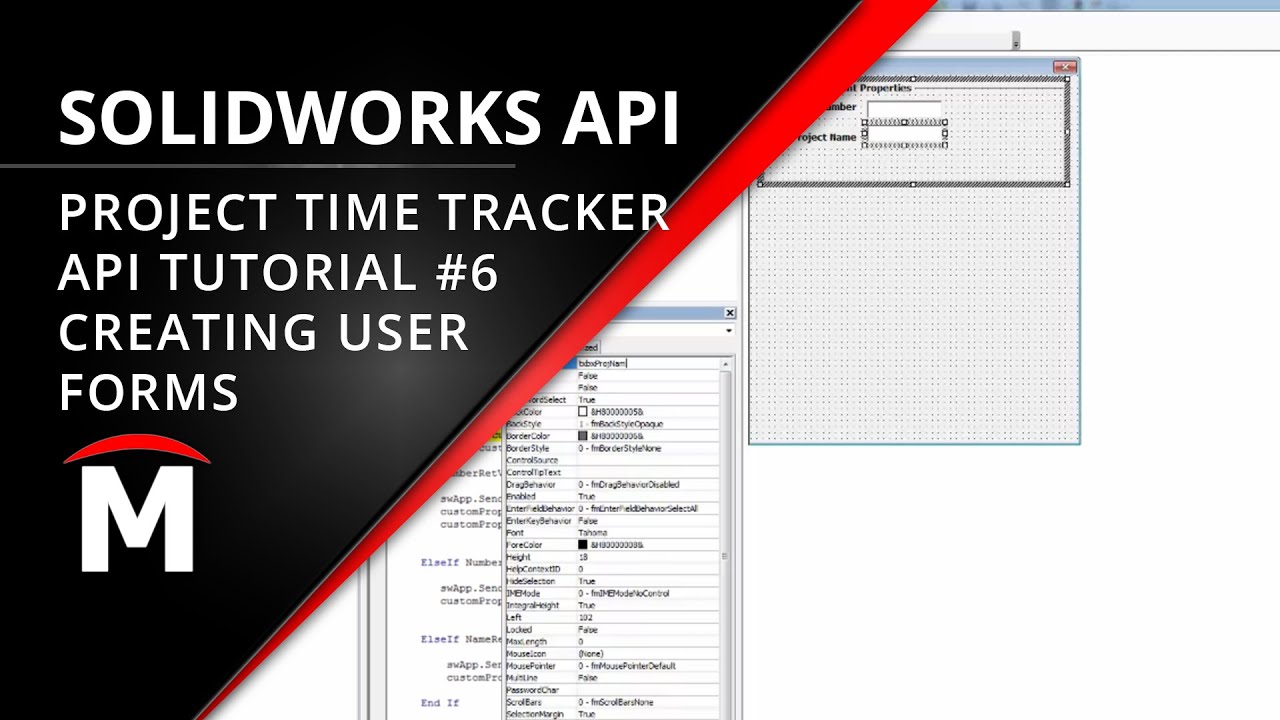 Project Time Tracker - Create User Forms - SOLIDWORKS API Tutorial #6