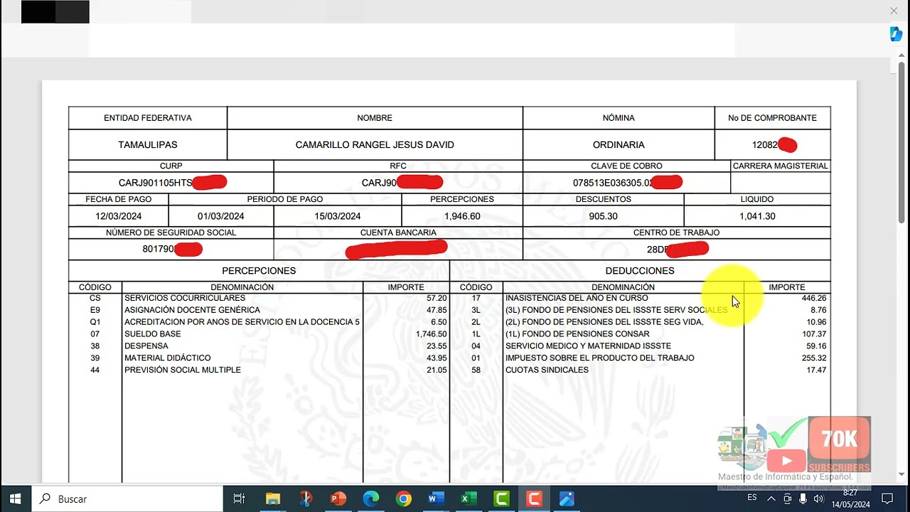 PARTES DEL TALÓN DE CHEQUE (FONE) MAESTRO, QUÉ SIGNIFICAN SUS ELEMENTOS A DETALLE