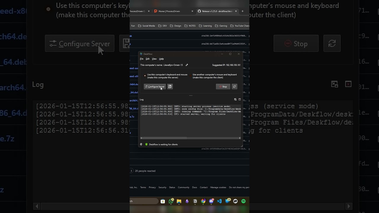 Control multiple computers with one keyboard and mouse (DeskFlow) #deskflow #sync #onekeyboard