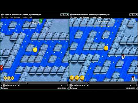 LETS HEAR AND SEE PACMANIA IN 16 BIT ATARI STE AND IN 32BIT ACORN Part 1 COMPARE COMPARE