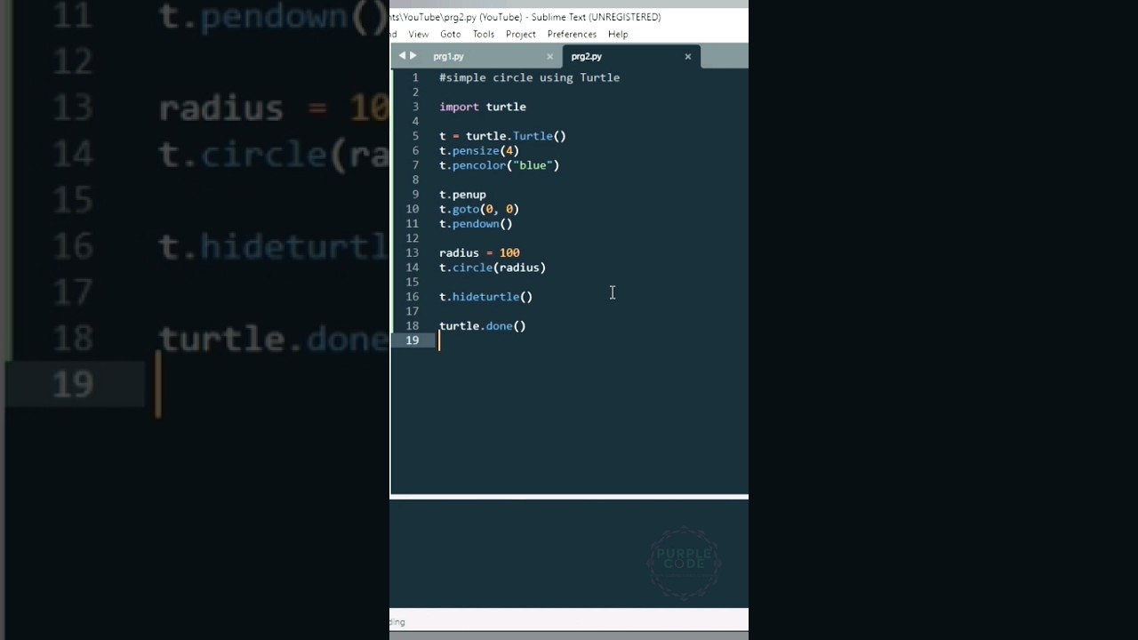 Learn Python Turtle: Drawing Circle made easy ||  @PurpleCode404   ||  #python #pythonprogramming