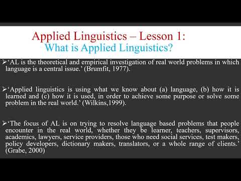 Applied Linguistics - Lesson 1 - What is Applied Linguistics?