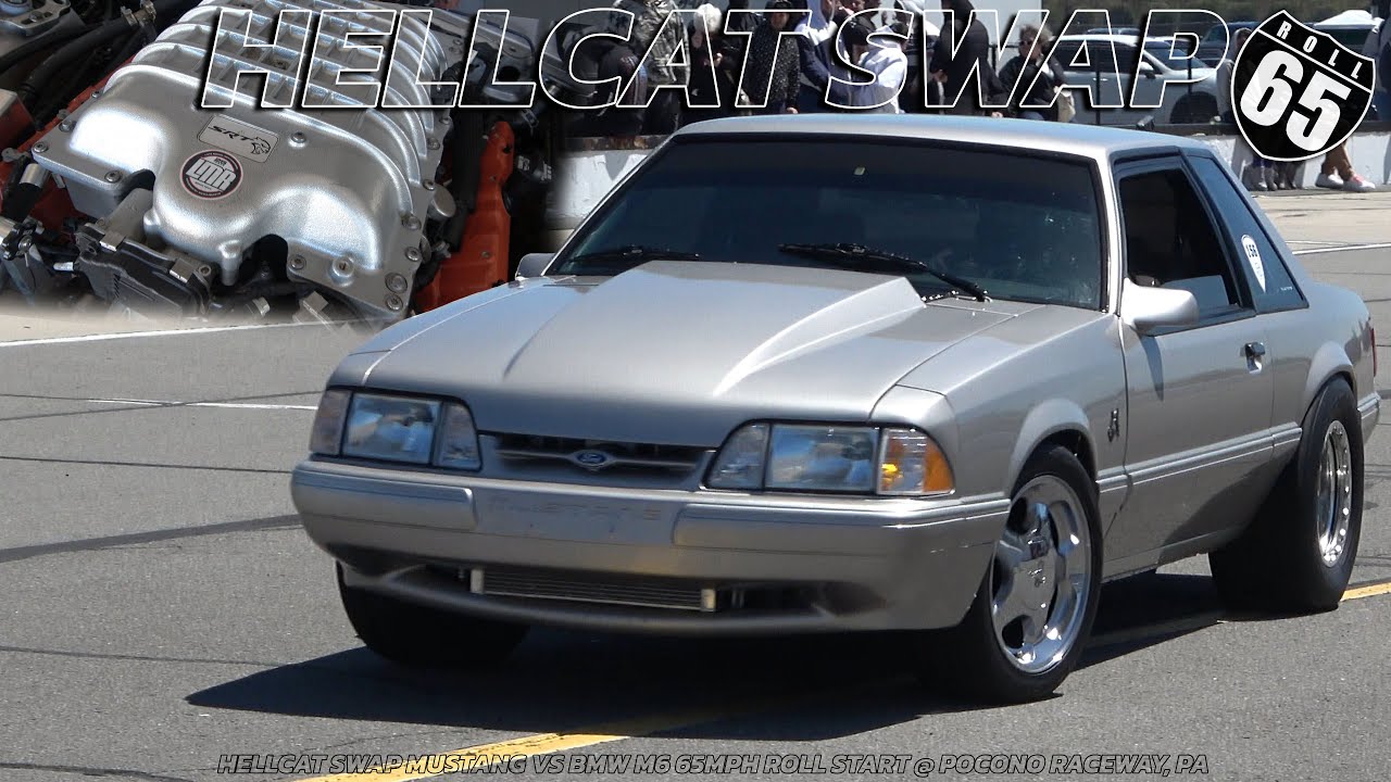 Hellcat-Swapped Fox Body Ford Mustang Races BMW M6, Someone Gets Rolled ...