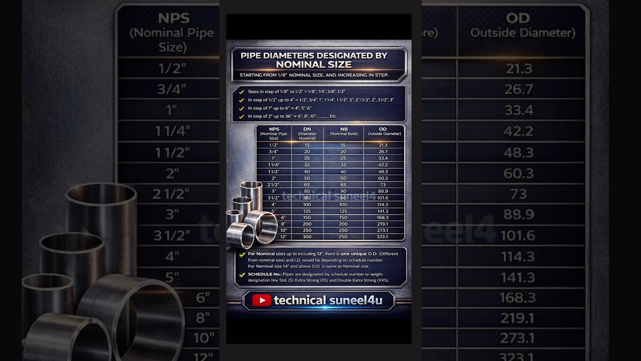 Pipe Nominal Size Chart | Piping Engineering Basics