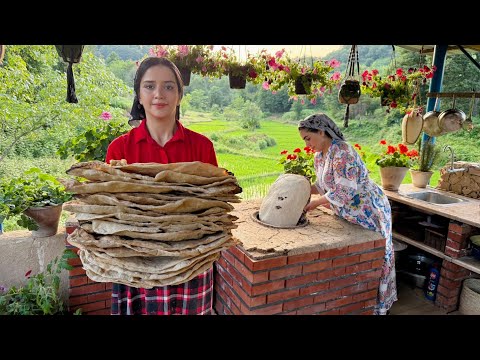 Daily rural life in Iran! Cooking lavash bread and soup with grandma's recipe for dinner