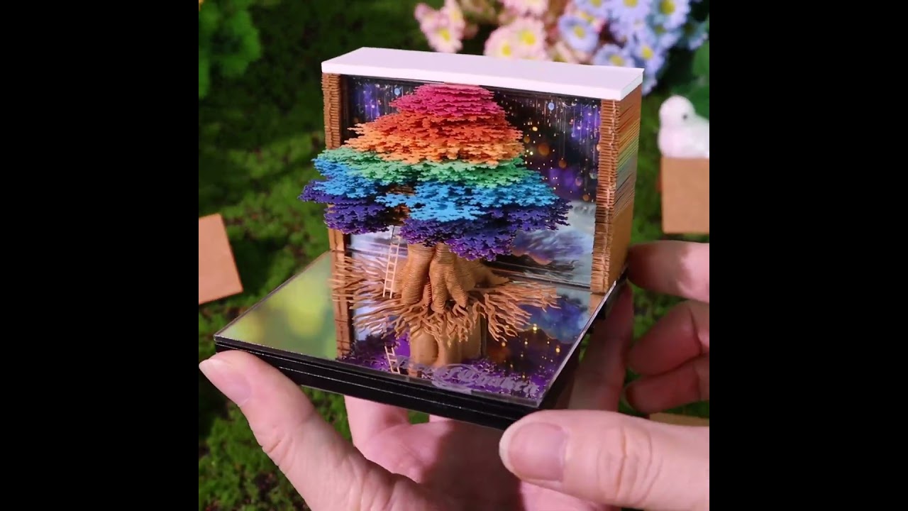 creative paper toy playing 3d calendar Tree of chakra 3d model memo pad#treeoflife
