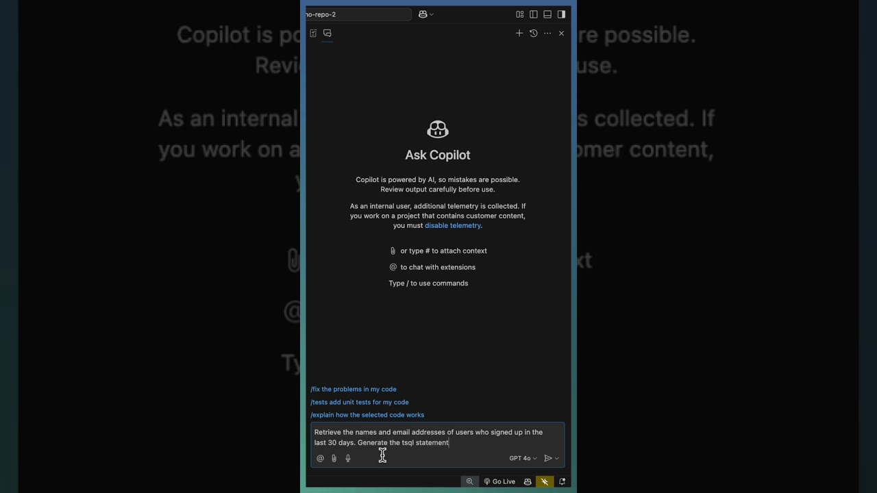 How to Generate SQL Queries with GitHub Copilot  #githubcopilot