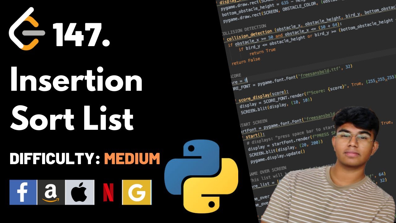 Insertion Sort List | Leet code 147 | Theory explained + Python code