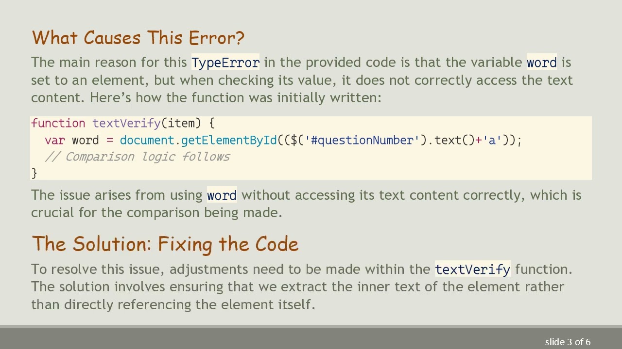 Resolving a TypeError in JavaScript: Fixing Undefined Variables in Your Code
