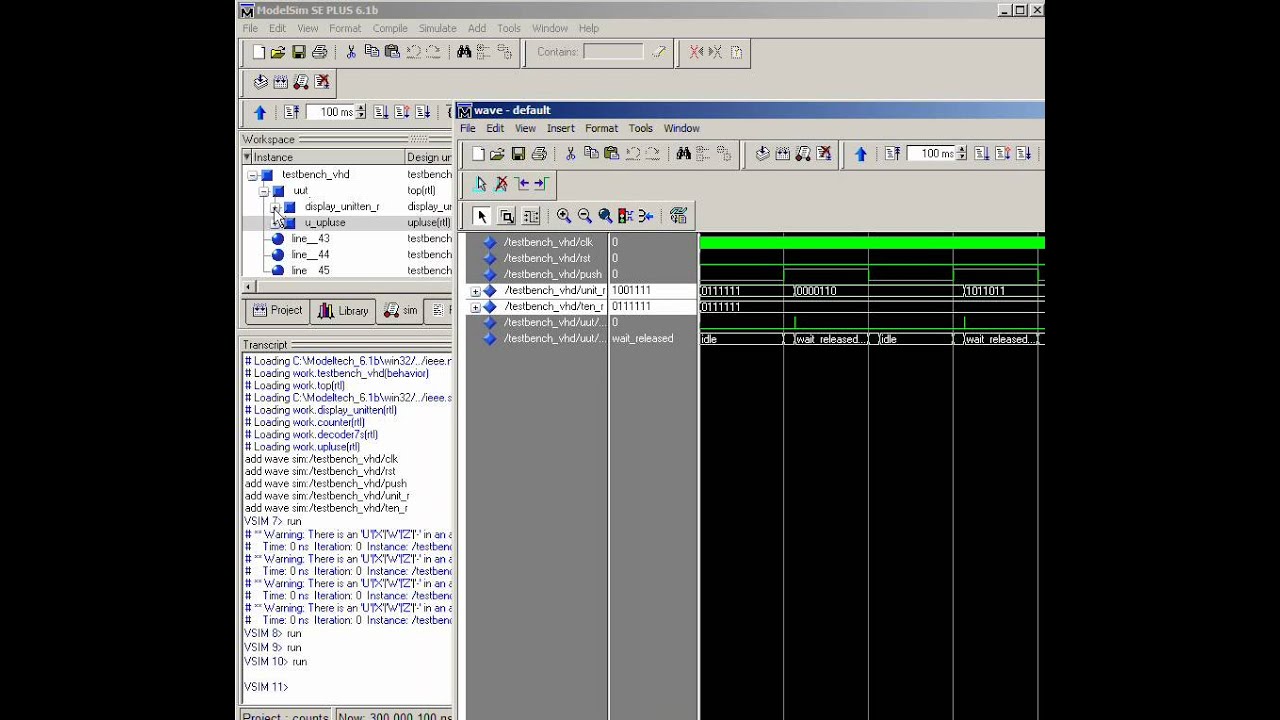 How to use ModelSim : tutorial : Count & Display