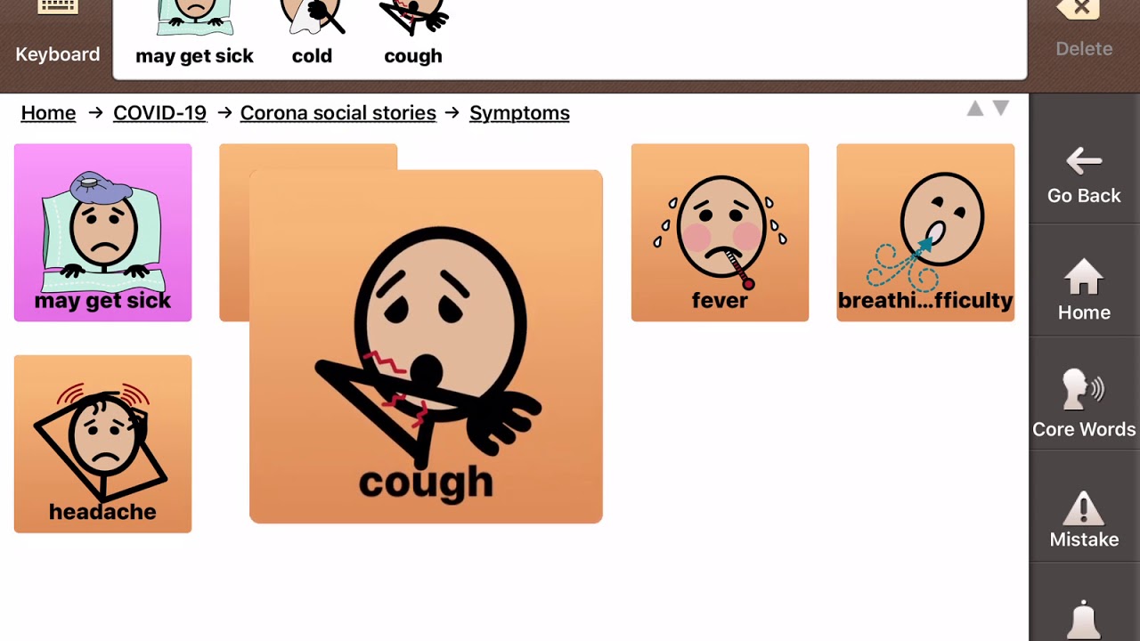 Coronavirus  Symptoms Social Story with Avaz AAC