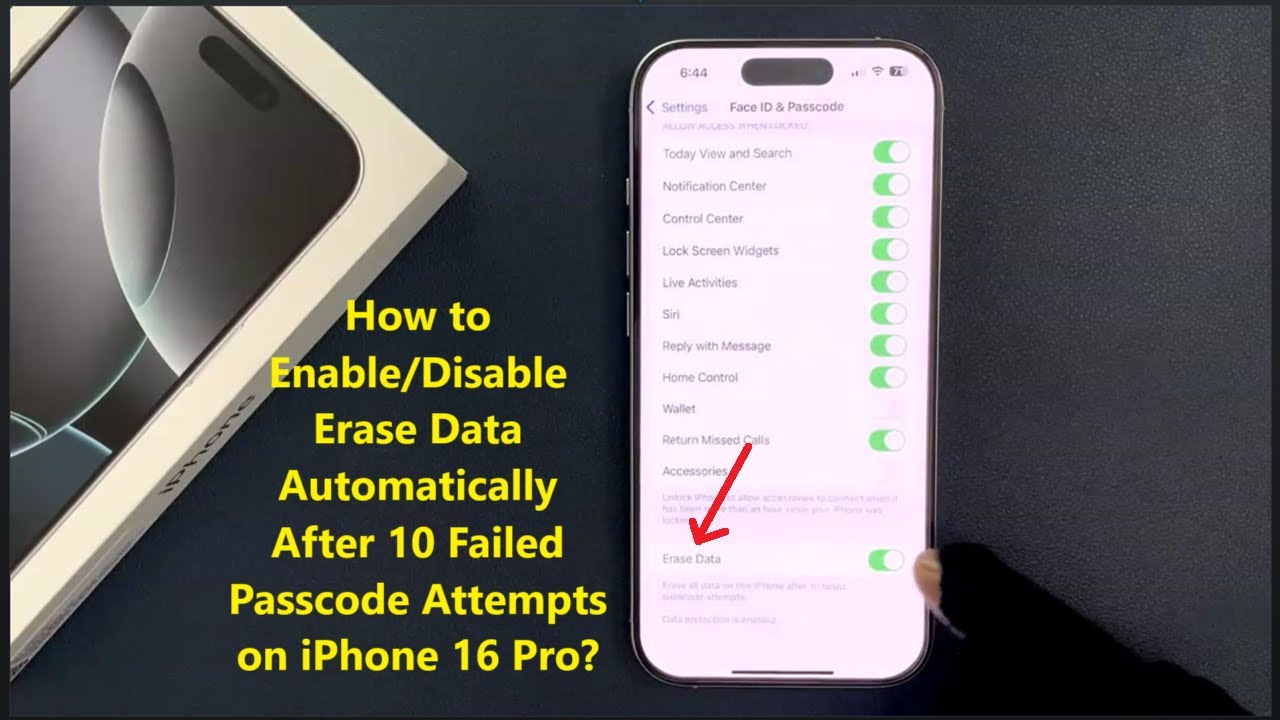 How to Enable/Disable Erase Data Automatically After 10 Failed Passcode Attempts on iPhone 16 Pro?