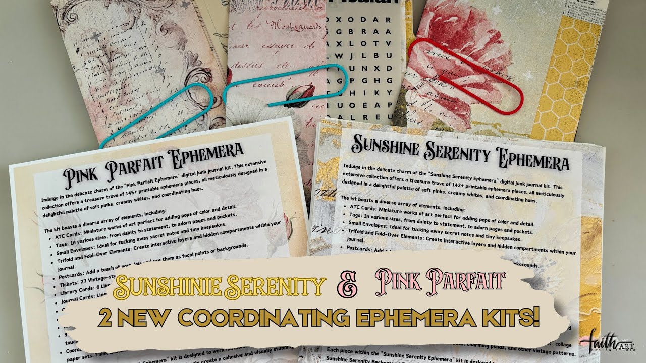 New Digital Kits- Pink Parfait and Sunshine Serenity Ephemera Kits!  + 25% off of entire Etsy Shop!~