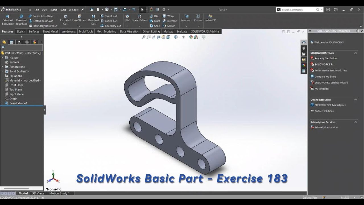 SolidWorks Basic Part - Exercise 183