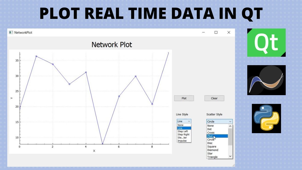 Qt Network Plot - Part 2 | Learn to use QPushButton to Plot and Clear Data in QCustomPlot Widget