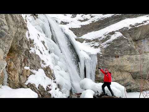 Bridal Veil Falls and Upper Falls - Two Frozen Waterfalls