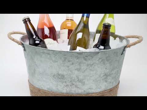 Jute Rope Wrapped Galvanized Tub by Twine Living