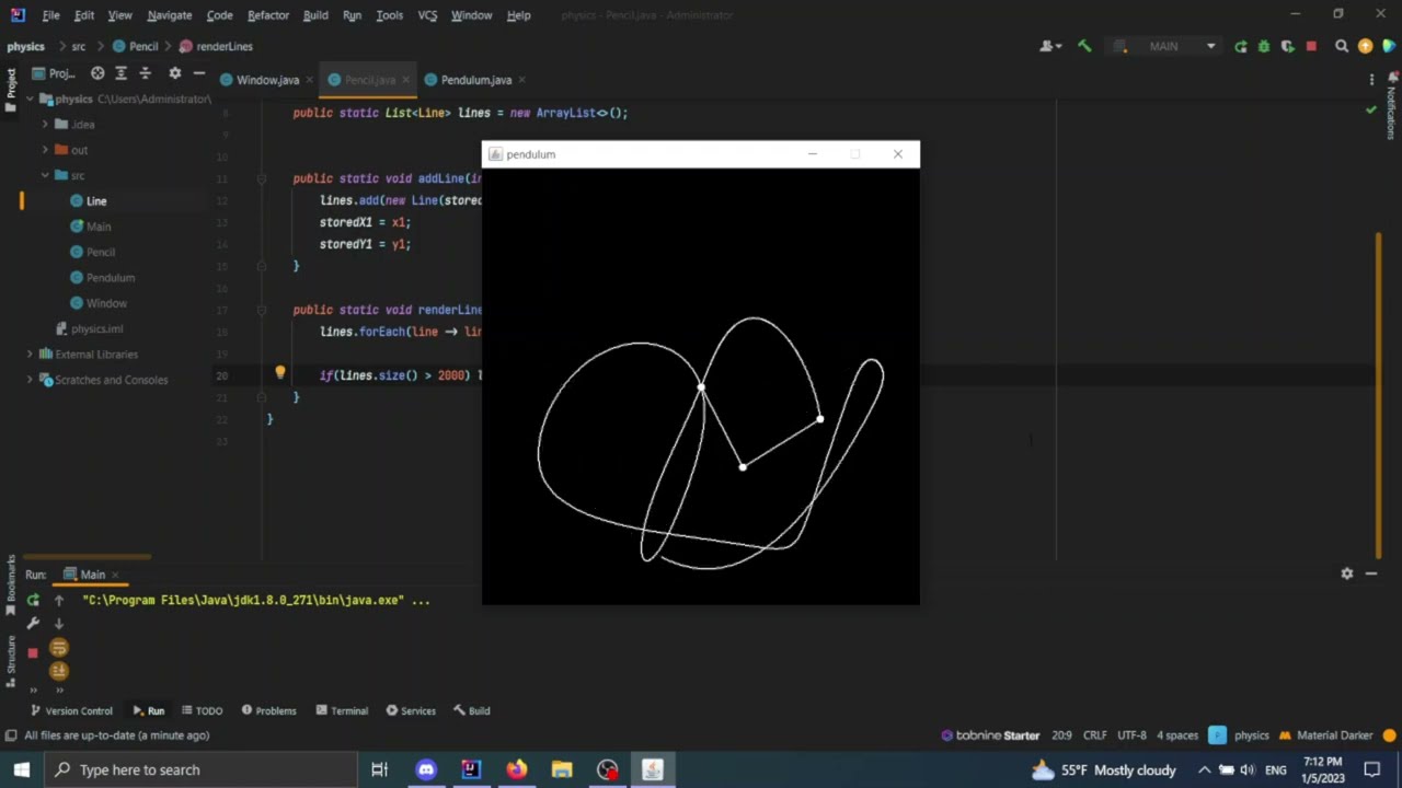 double pendulum with tracing in java