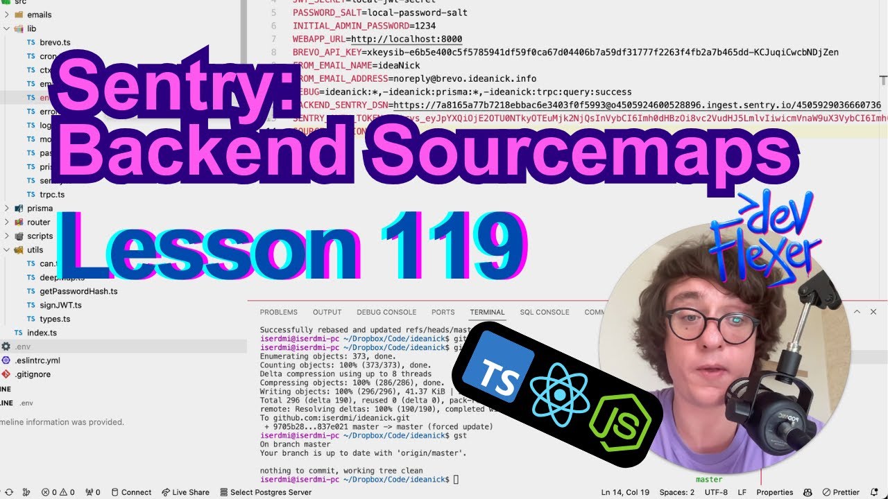 Lesson 119. Sentry: Backend Sourcemaps (TypeScript, Node.js, React)
