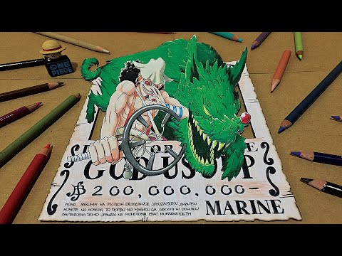 "God" Usopp Wanted Poster 3D - One Piece (Timelapse Drawing)