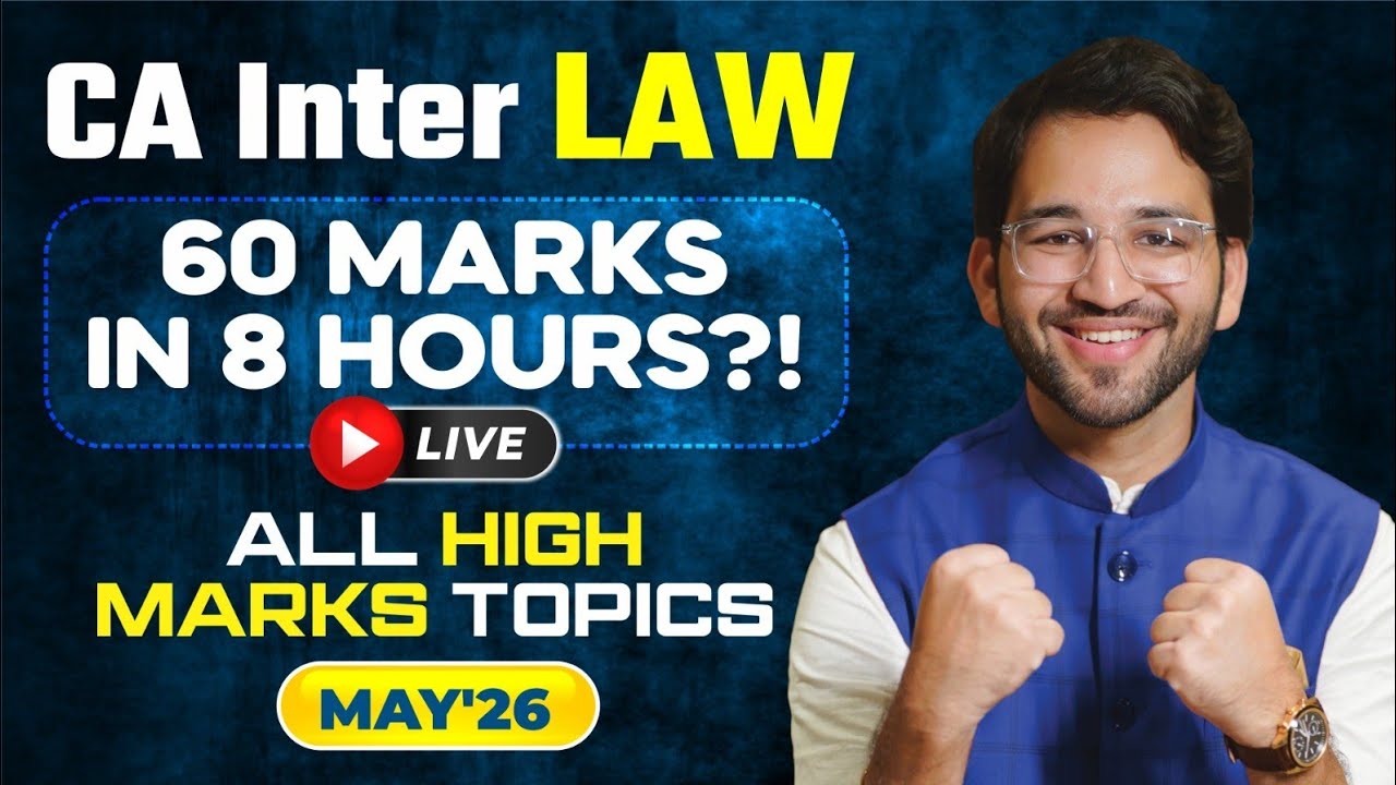 LIVE Exam Marathon | 60 Marks in 8 Hours | CA Inter | May'26 | CA Shubham Singhal