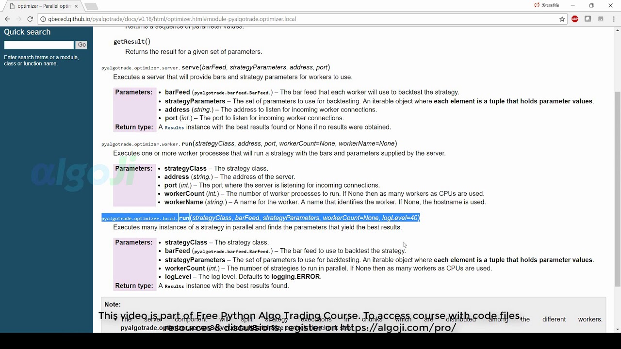 Optimizing Strategy Parallel Computing- Python Algo Trading Course