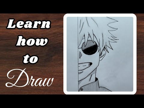 Gojo drawing easy | How to draw Gojo Satoru Half face step by step | Jujutsu Kaisen | Anime Sketch