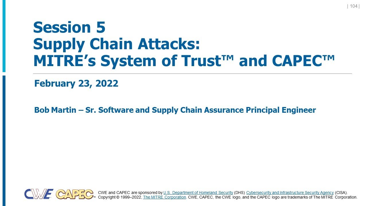 CAPEC User Summit Session 5 - Supply Chain Risk and CAPEC