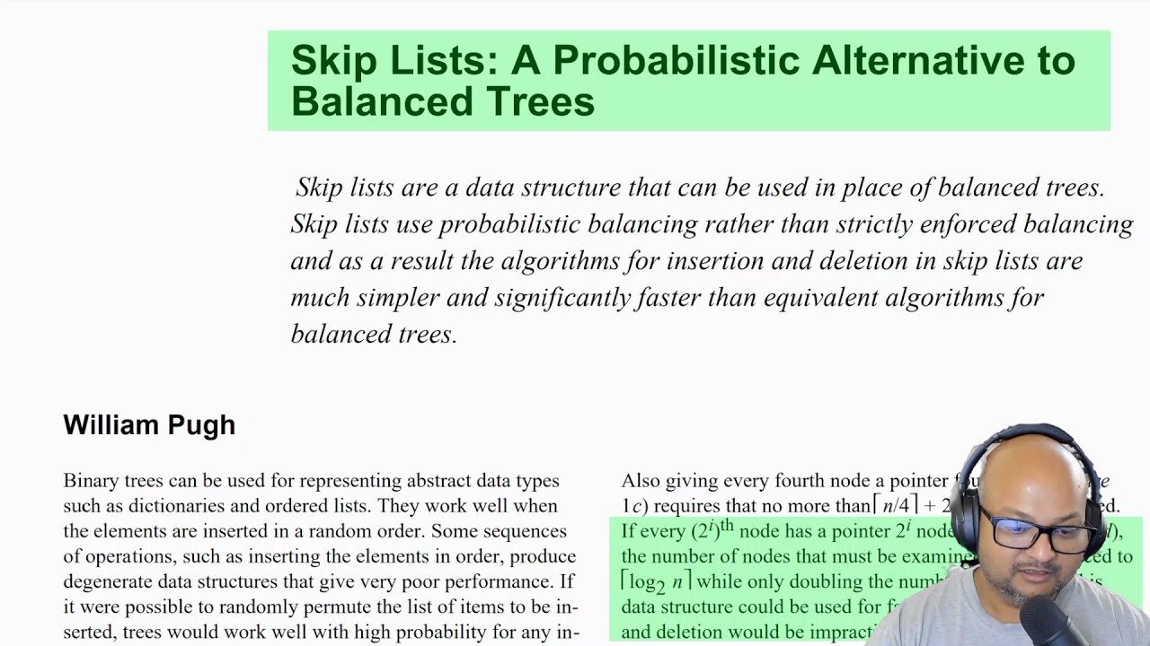 Read a paper: Skip Lists