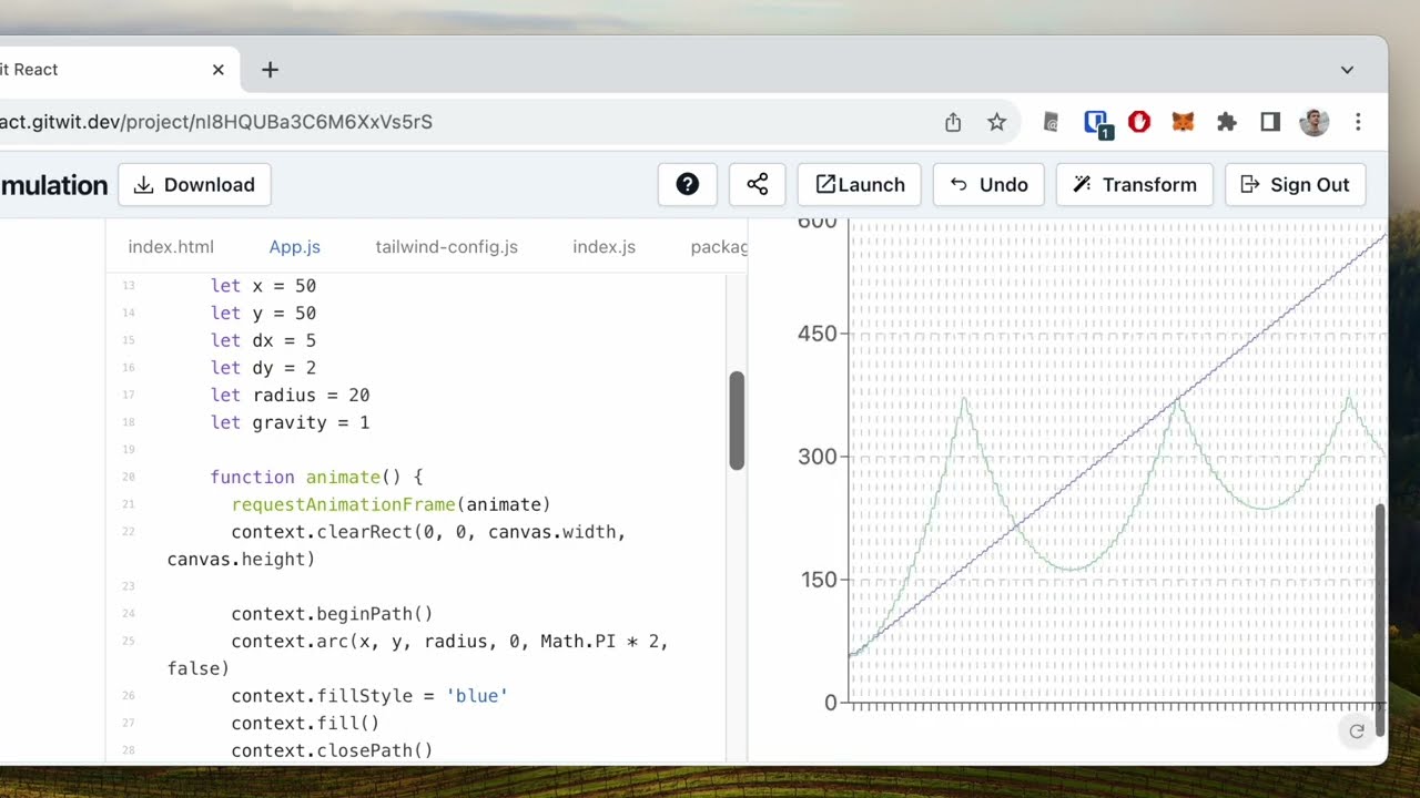 Make a React physics simulation with GitWit